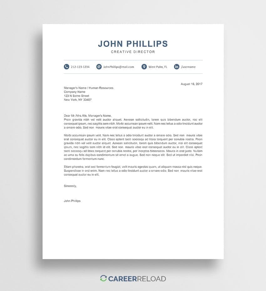 Free Modern Cover Letter for Word - Career Reload