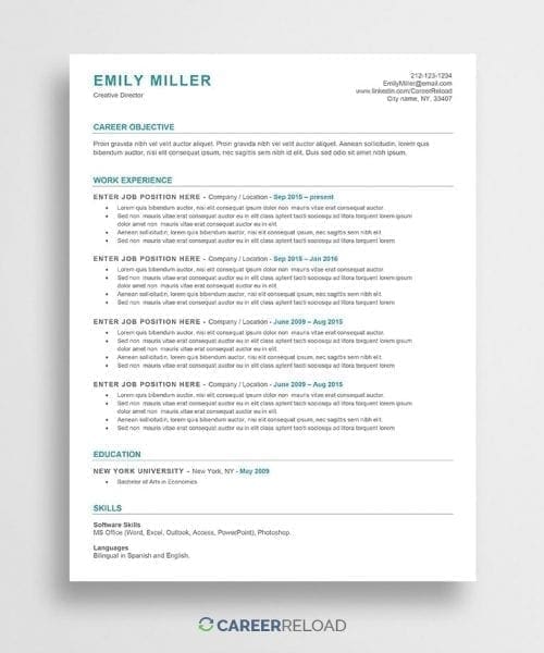 ATS Friendly Resume Template - Free Download for Word