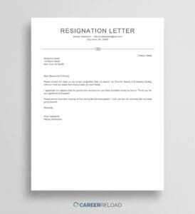 Resignation Letter - Career Reload