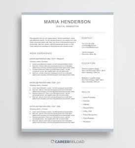 Free Modern Resume Template for Word - Career Reload