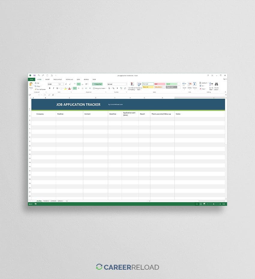 Free Job Application Tracker for Excel - Career Reload Free Job Application Tracker for Excel - Career Reload