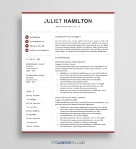 Red Resume Template for Word - Free Download - Career Reload
