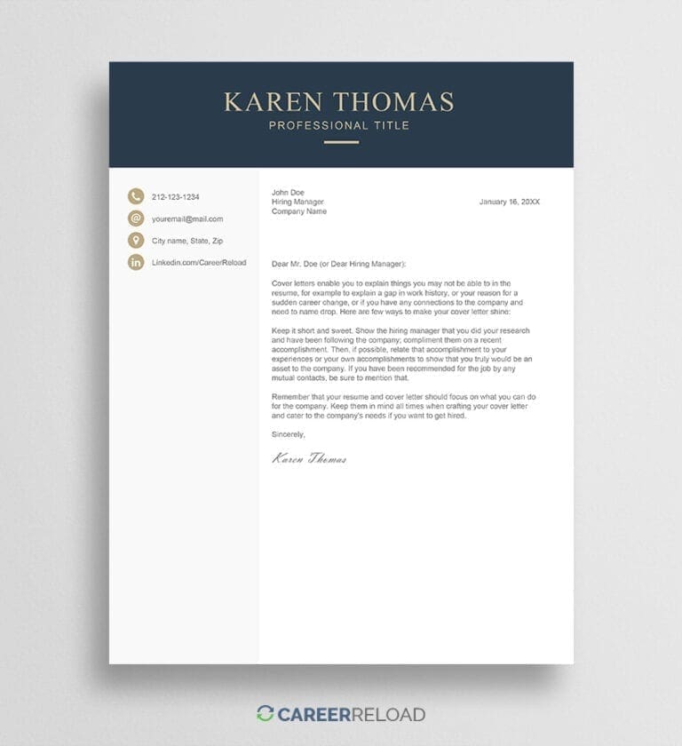 Free Cover Letter Templates for Microsoft Word - Free Download