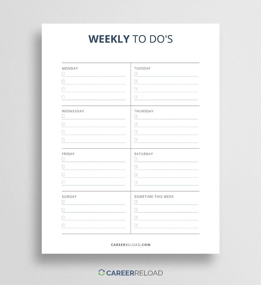 Weekly To Do List - PDF Download - Career Reload