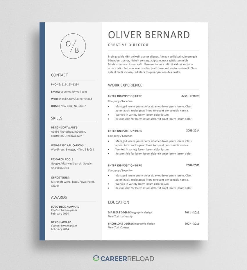 Free PowerPoint Resume Templates - Career Reload