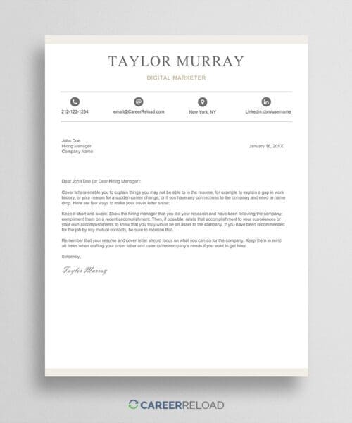 30+ Free Cover Letter Templates - Career Reload