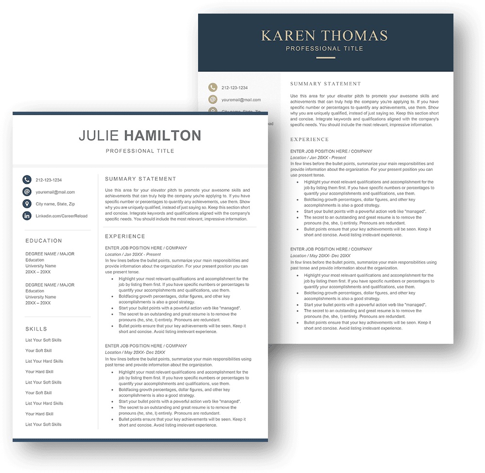 Career Reload - Free Resume Templates and Cover Letters