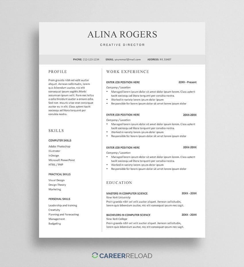 78+ Free Resume Templates - Instant Download - Career Reload