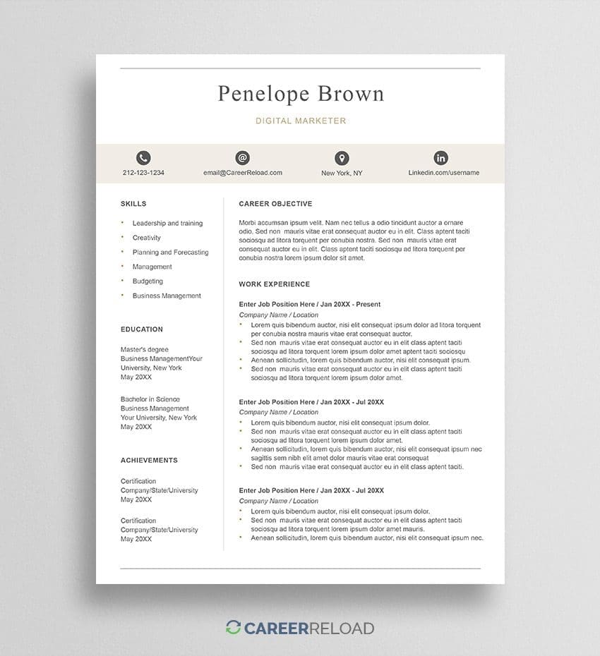78+ Free Resume Templates - Instant Download - Career Reload
